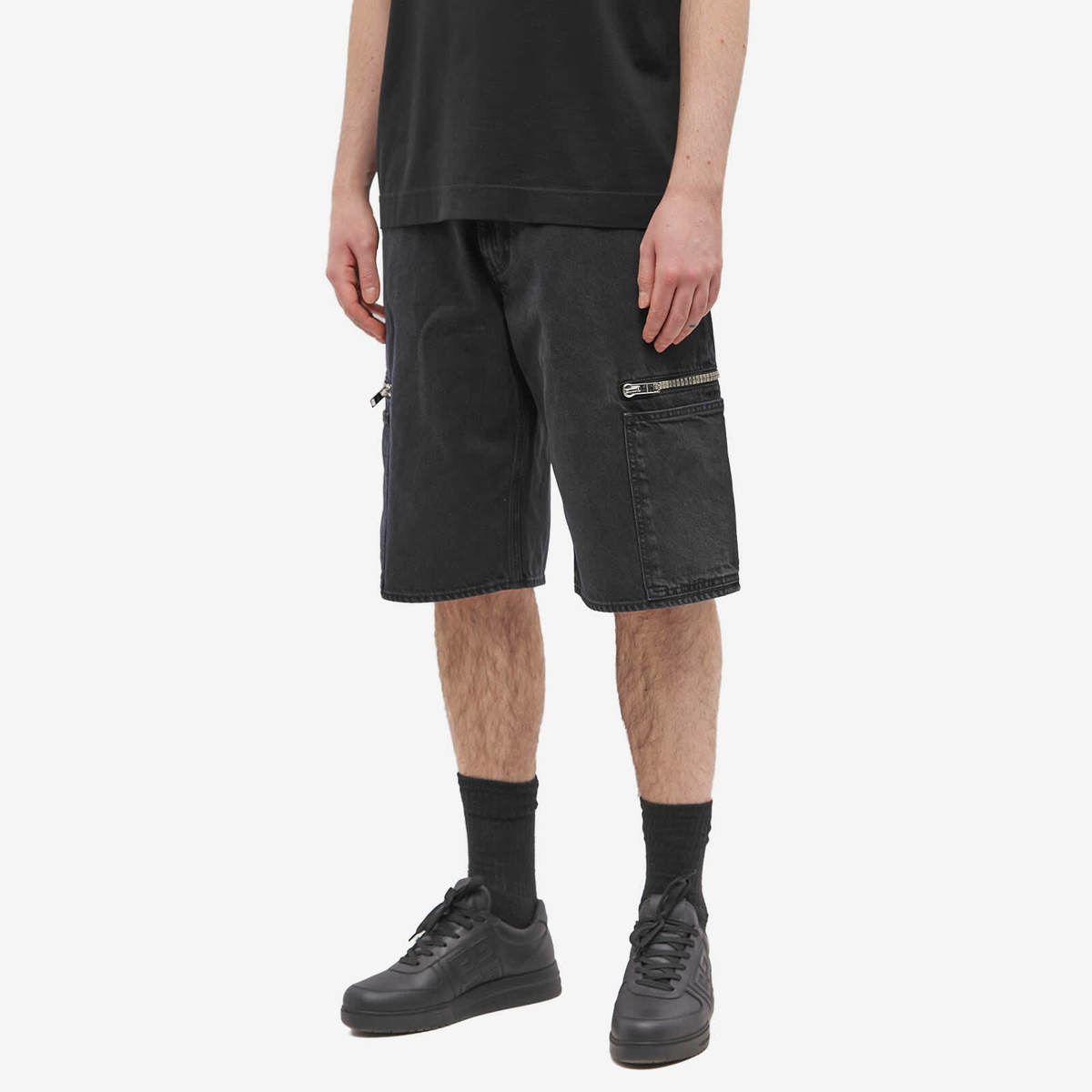 Givenchy Men's 4G Zip Denim Cargo Short in Black Givenchy