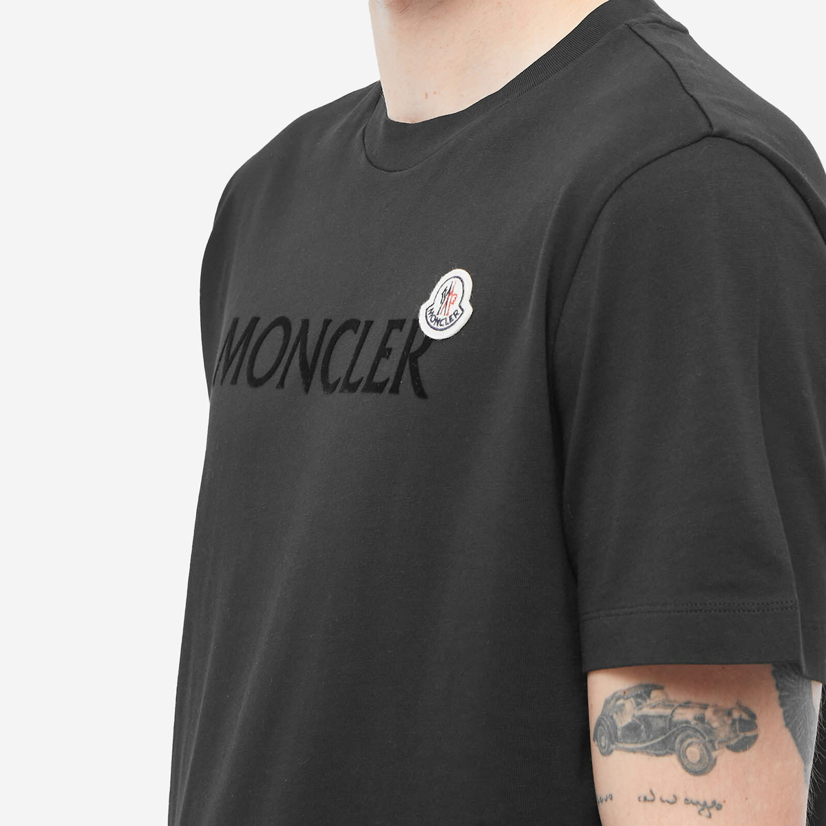 Moncler Men's Text Logo T-Shirt in Black Moncler