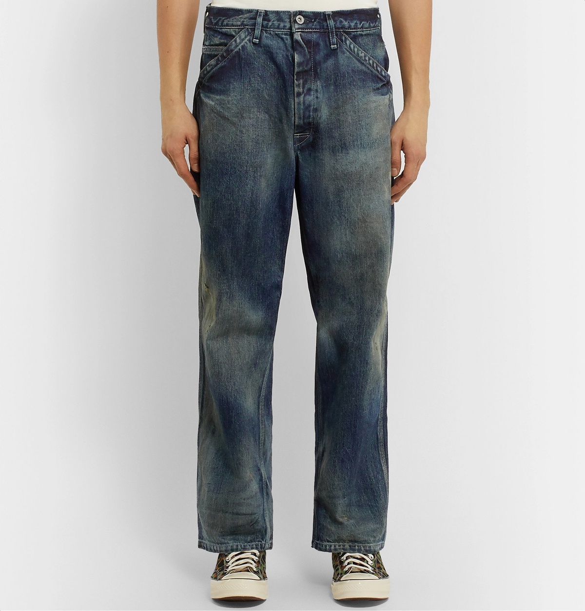 Neighborhood - Wide-Leg Distressed Denim Jeans - Blue Neighborhood