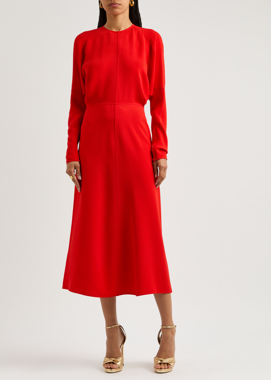 Victoria Beckham Panelled Midi Dress Red Victoria Beckham