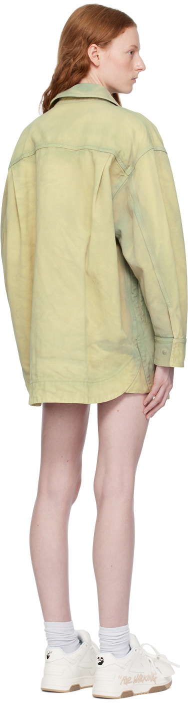 Off-White Green Garment-Dyed Minidress Off-White