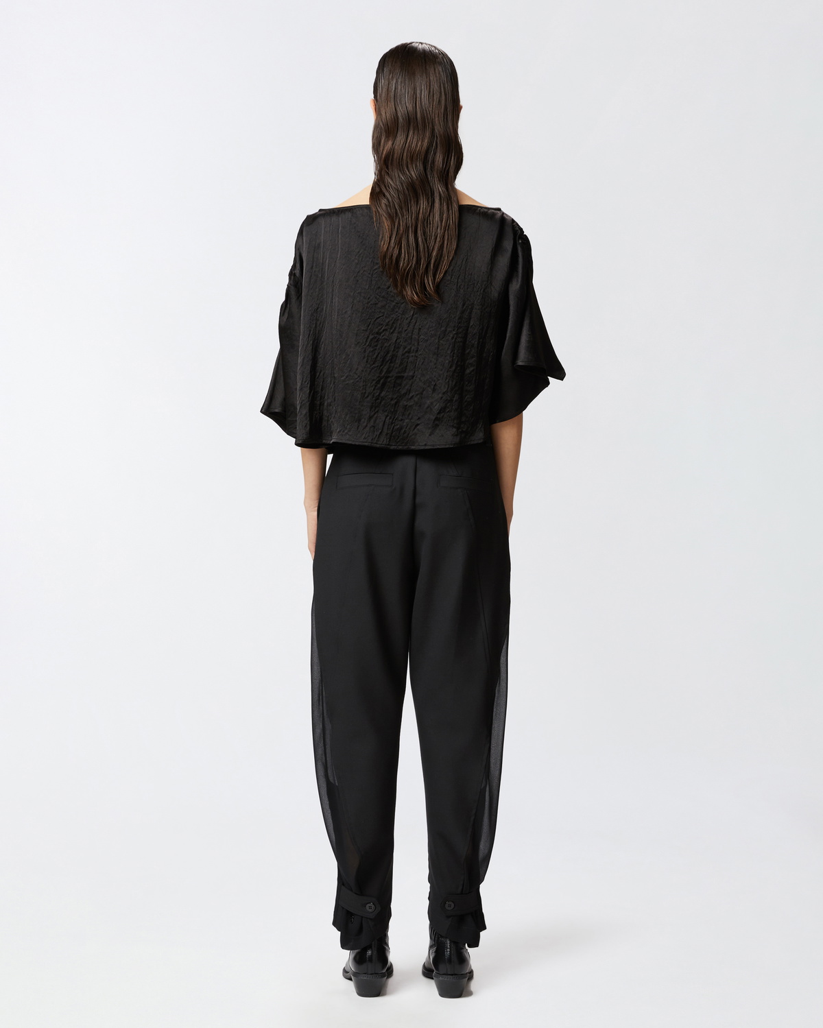 Pinko P Pants Trousers In Technical Fabric With Limo Black Pinko