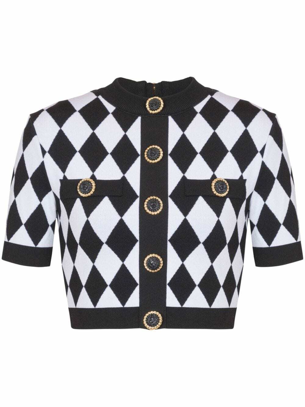 BALMAIN - Buttoned Diamond Crop Top Balmain