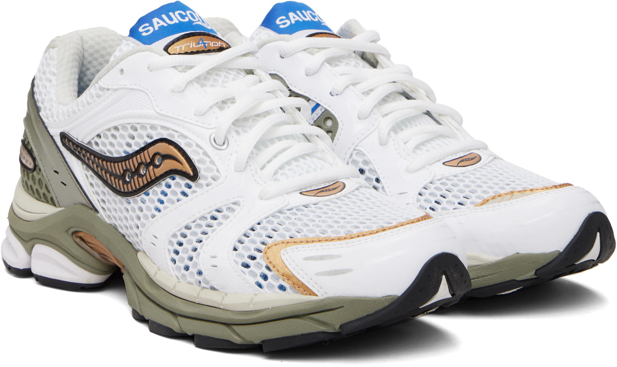 Saucony White & Khaki ProGrid Triumph 4 Sneakers Saucony