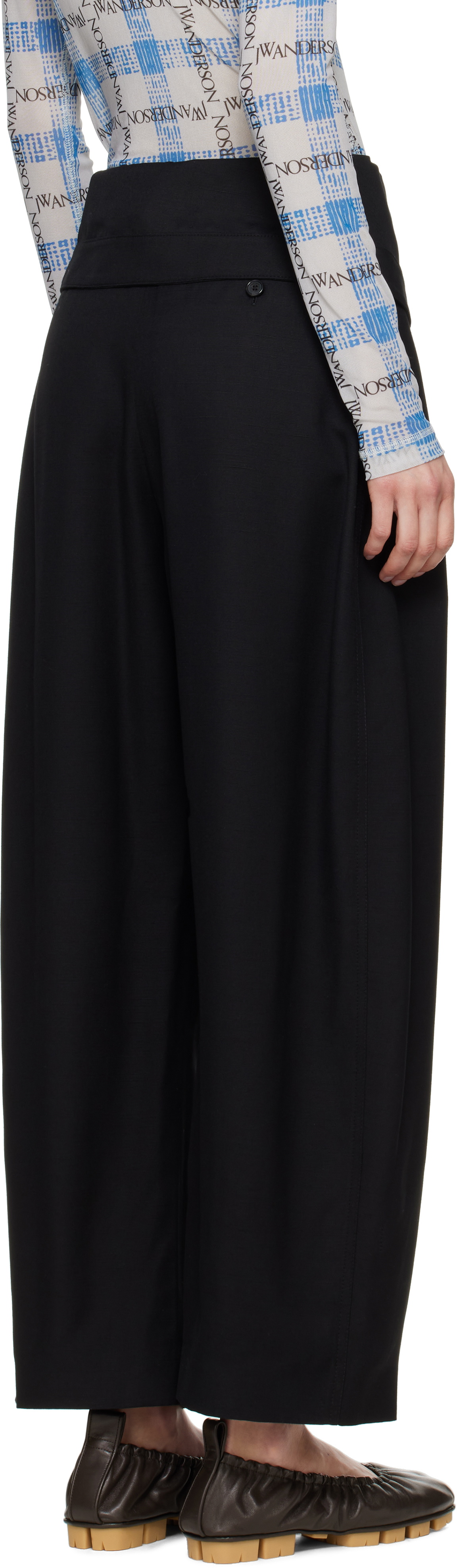 JW Anderson Black Fold-Over Trousers JW Anderson