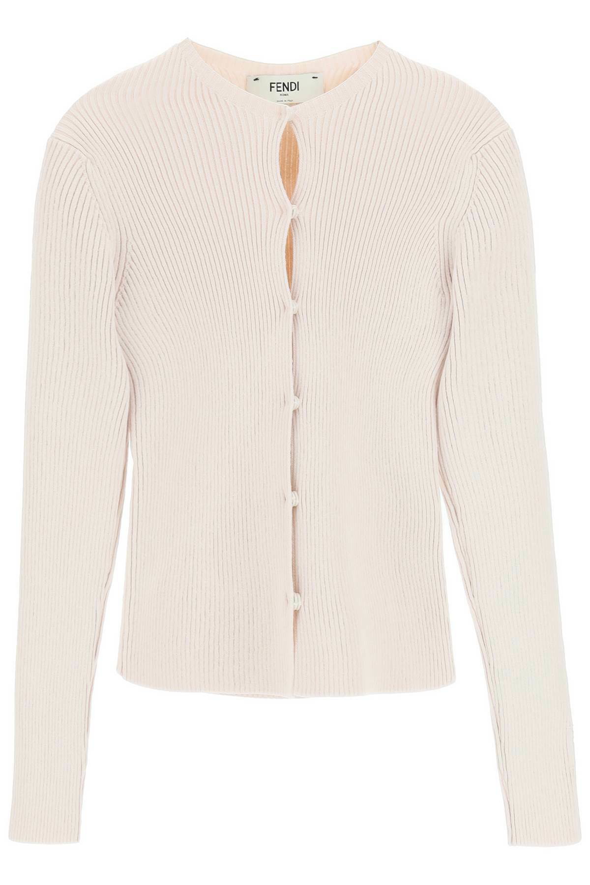 FENDI compact rib knit cardigan Beige Fendi