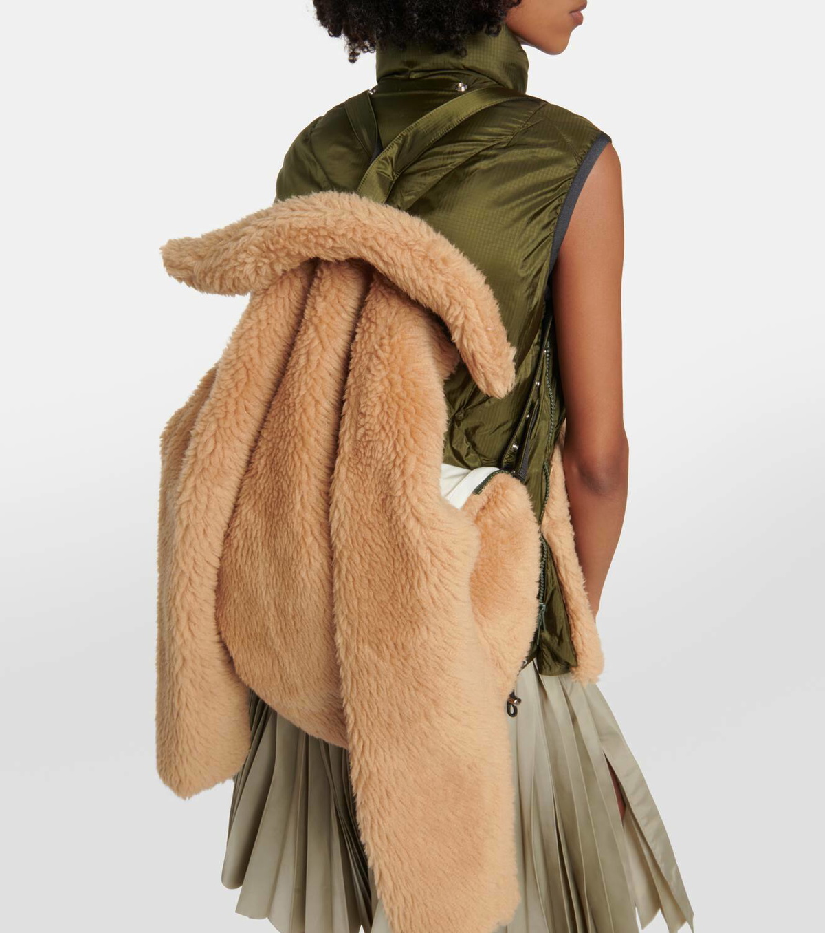 Sacai Shearling-trimmed quilted jacket Sacai