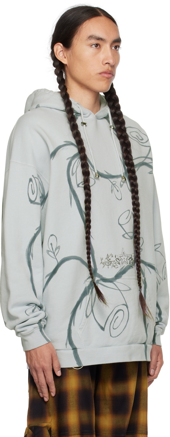Collina Strada Blue Silver Roses Hoodie Collina Strada