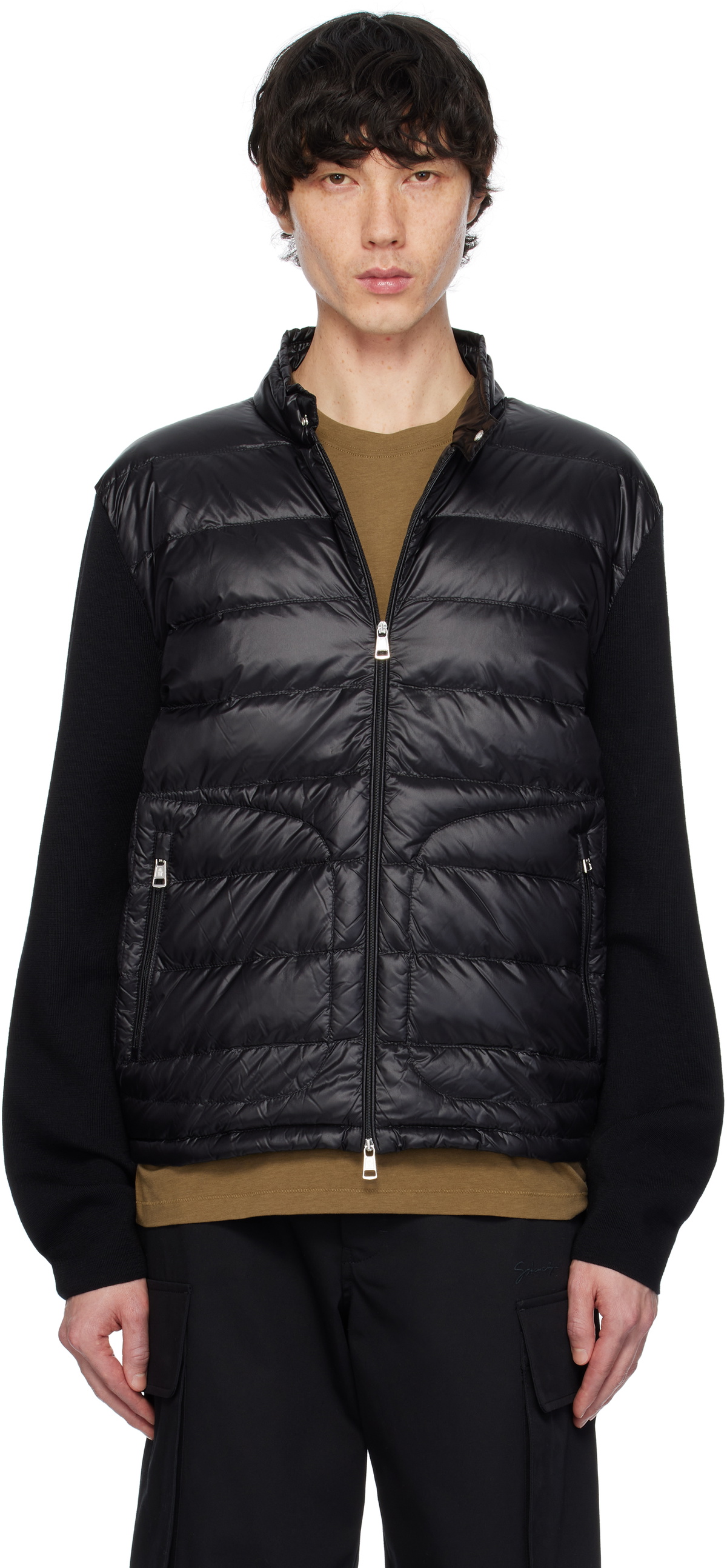 Moncler Black Padded Wool Zip-Up Down Jacket Moncler
