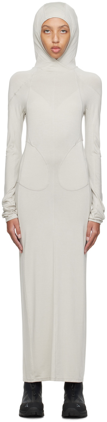 POST ARCHIVE FACTION (PAF) Gray Hooded Maxi Dress Post Archive Faction