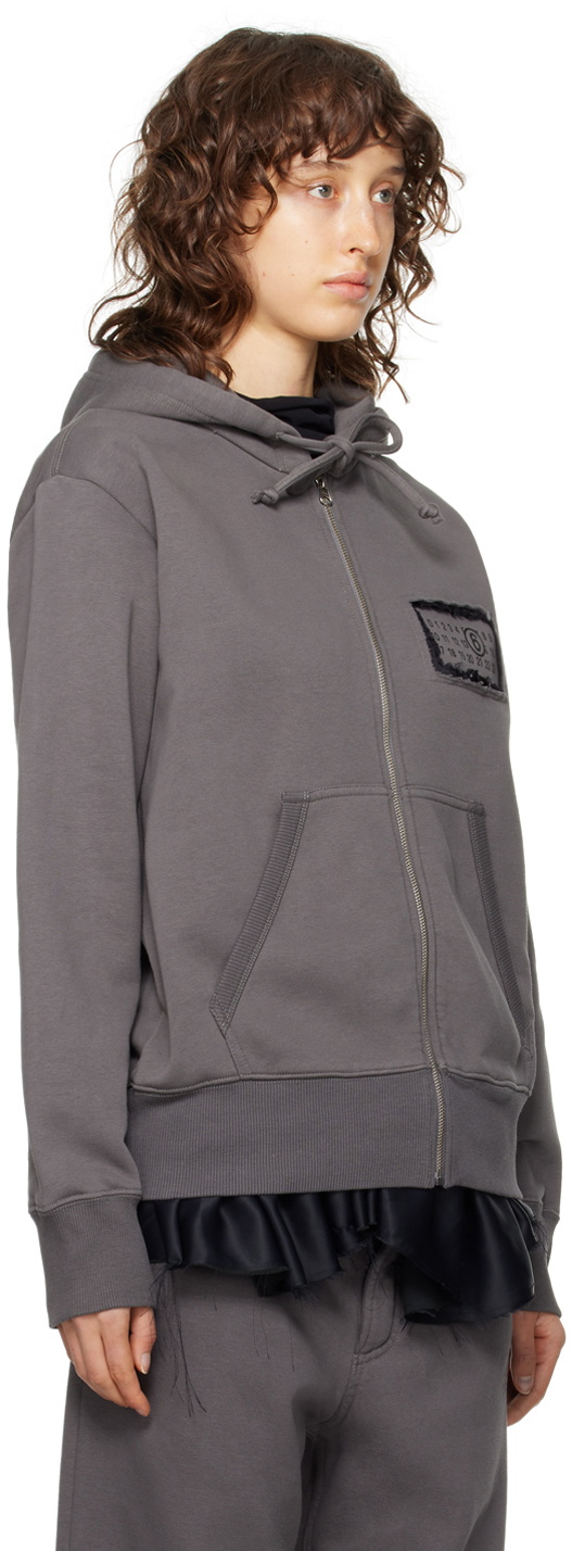 MM6 Maison Margiela Gray Numeric Hoodie MM6 Maison Margiela