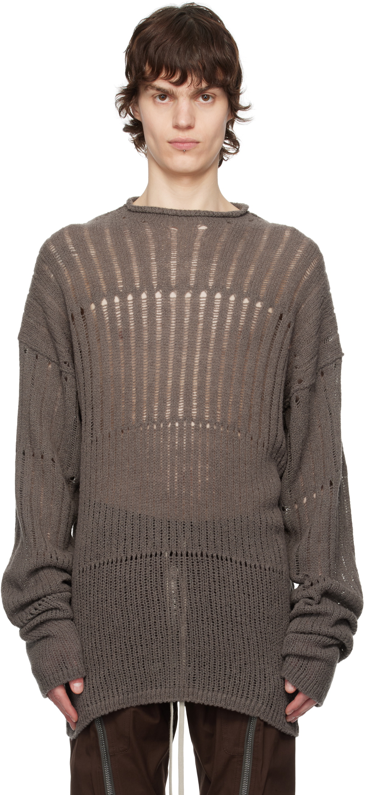 Rick Owens Gray Hollywood Oversized Pull Sweater Rick Owens
