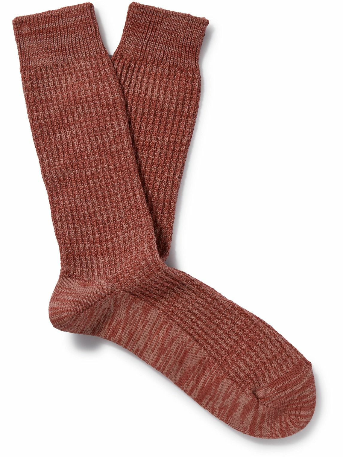 Mr P. - Ribbed Space-Dyed Cotton-Blend Socks Mr P.