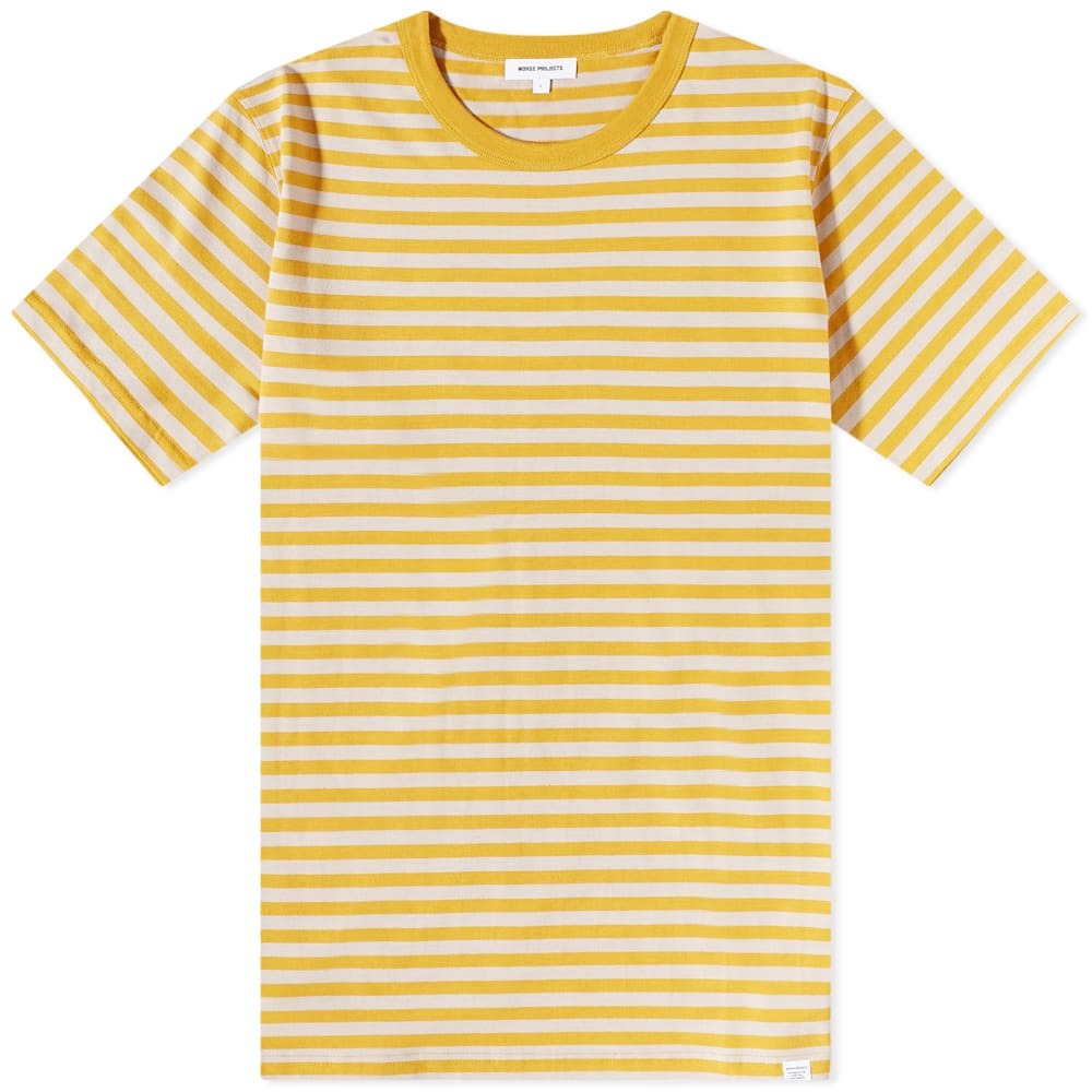 Norse Projects Men's Niels Classic Stripe T-Shirt in Turmeric Yellow ...