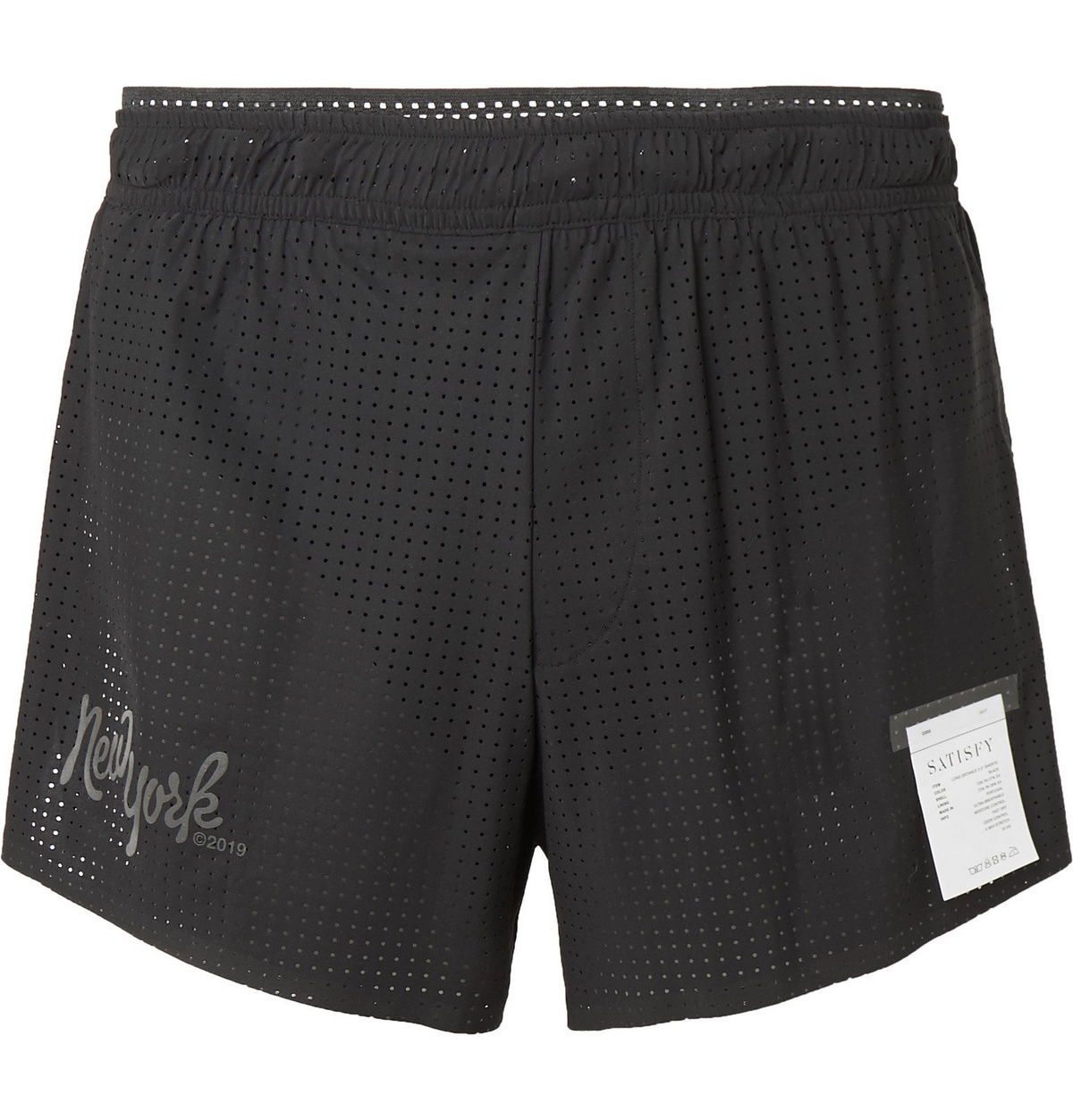 Satisfy - Long Distance Perforated Justice Shorts - Black Satisfy
