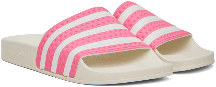 adidas Originals Pink & White Adilette Slides adidas Originals