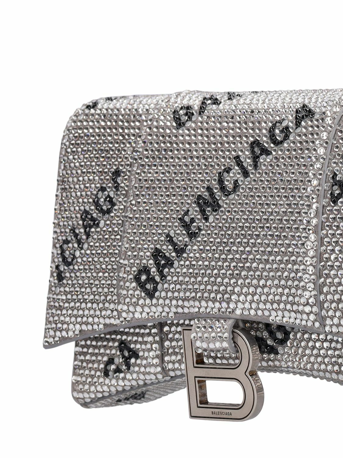 BALENCIAGA - Hourglass Logo Strass Chain Wallet Balenciaga