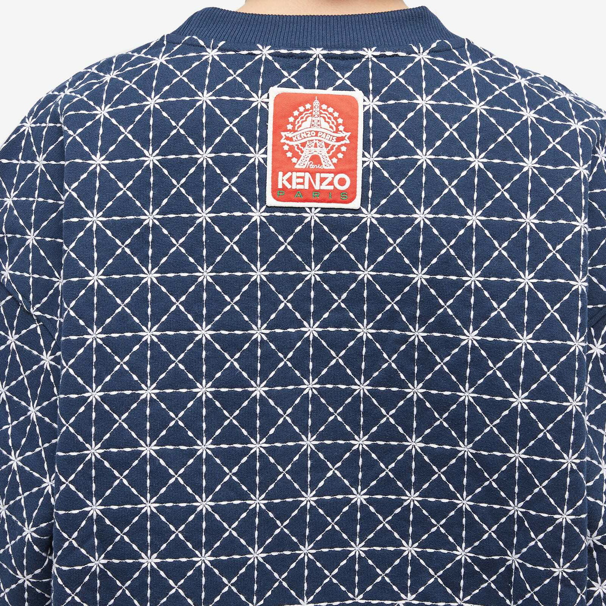 Kenzo Paris Men's Kenzo Sashiko Stich Oversized Crew Sweat in Midnight Blue Kenzo