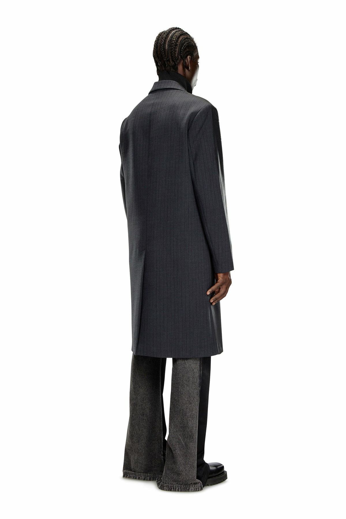 Diesel Coat in pinstriped cool wool - Winter Jackets Mens in Black Diesel