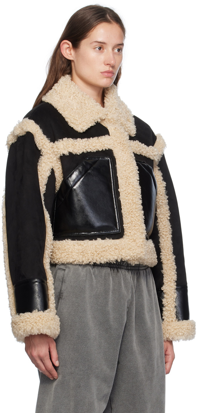 Stand Studio Black & Off-White Edith Faux-Shearling Jacket Stand Studio