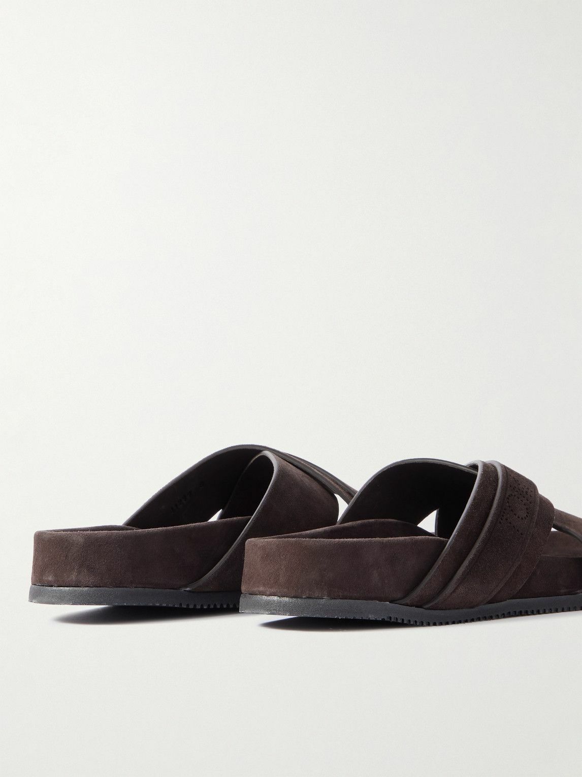 TOM FORD - Wicklow Perforated Suede Slides - Brown TOM FORD