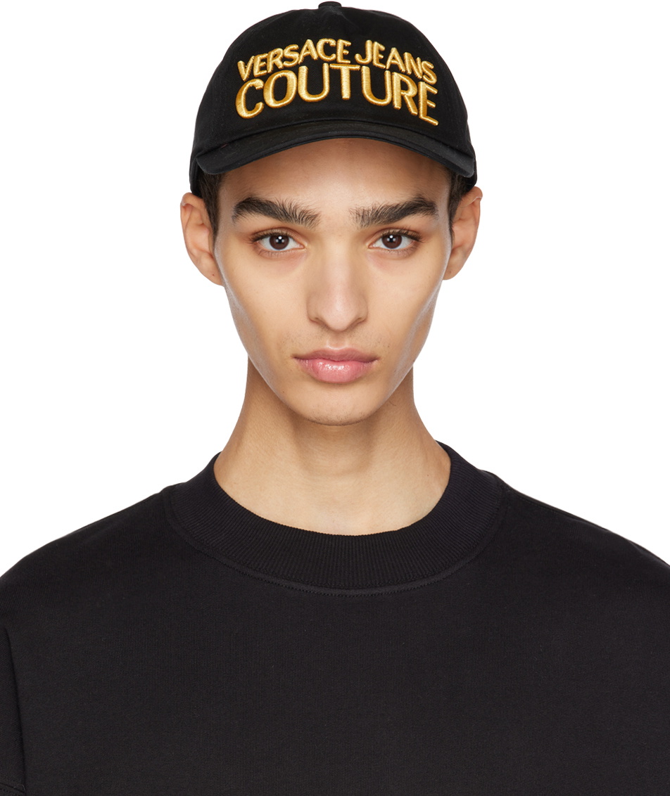 Versace Jeans Couture Black Embroidered Cap Versace