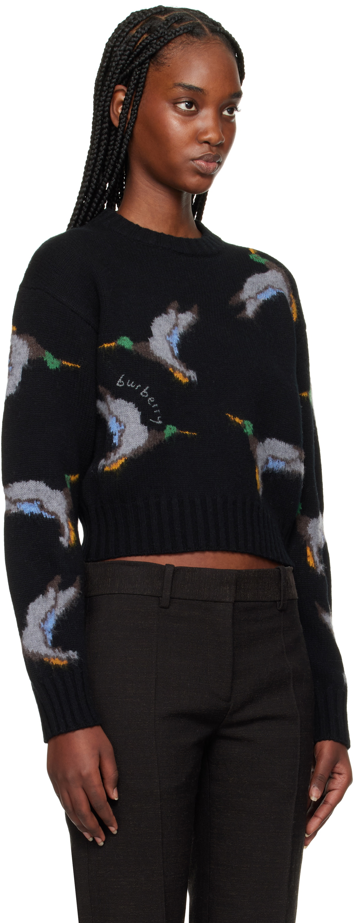 Burberry Black Cropped Duck Wool Sweater Burberry