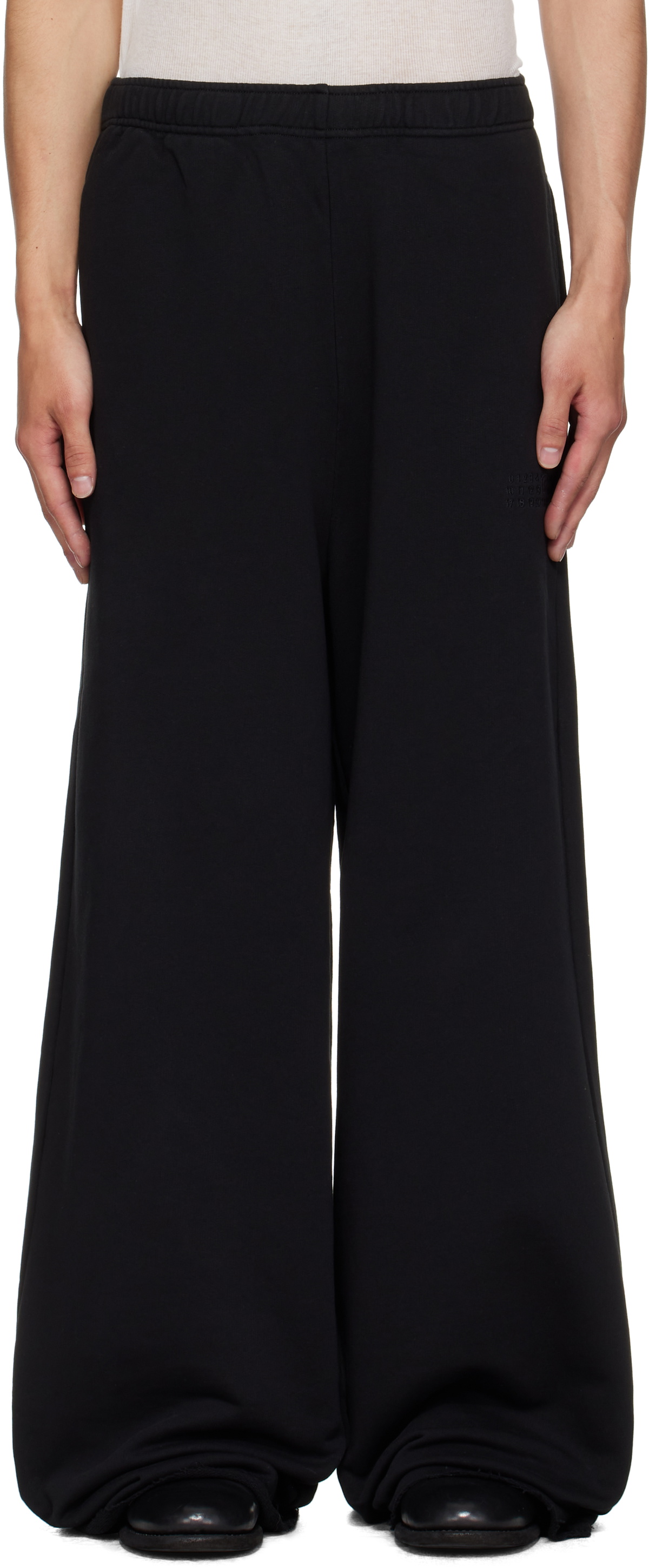 MM6 Maison Margiela Black Cotton Wide-Leg Sweatpants MM6 Maison Margiela