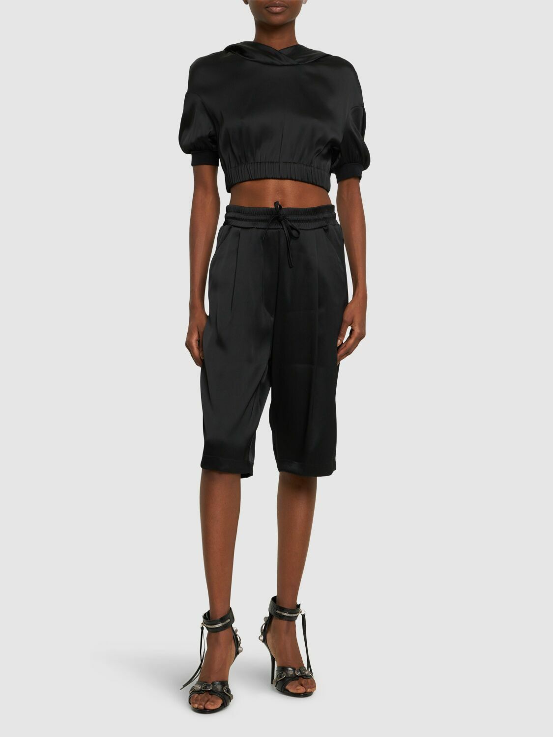 FERRARI - Stretch Viscose Cropped Hooded Top Ferrari