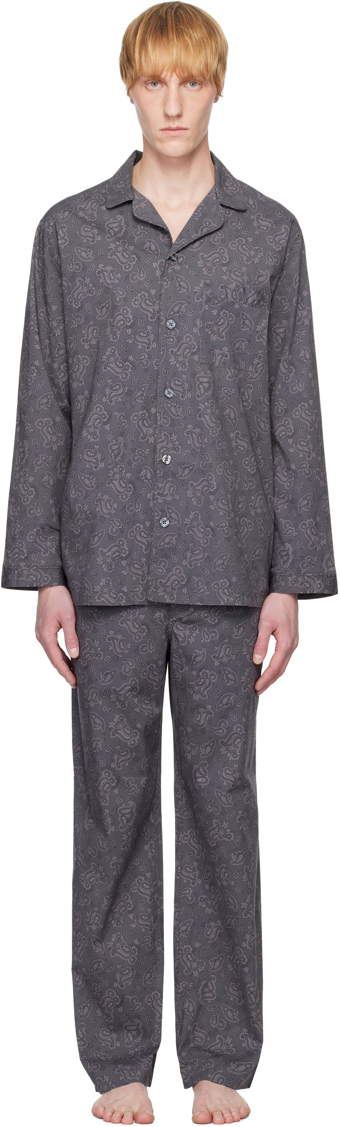 SKIMS SSENSE Exclusive Gray Cotton Poplin Sleep Pyjama Set SKIMS