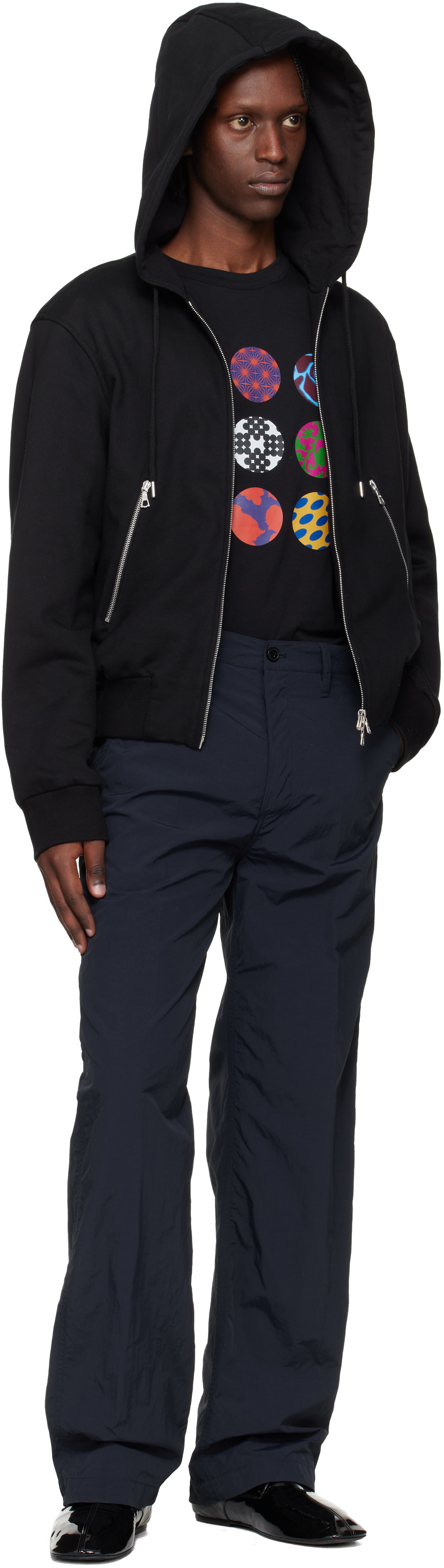 Dries Van Noten Navy Crinkle Cargo Pants Dries Van Noten