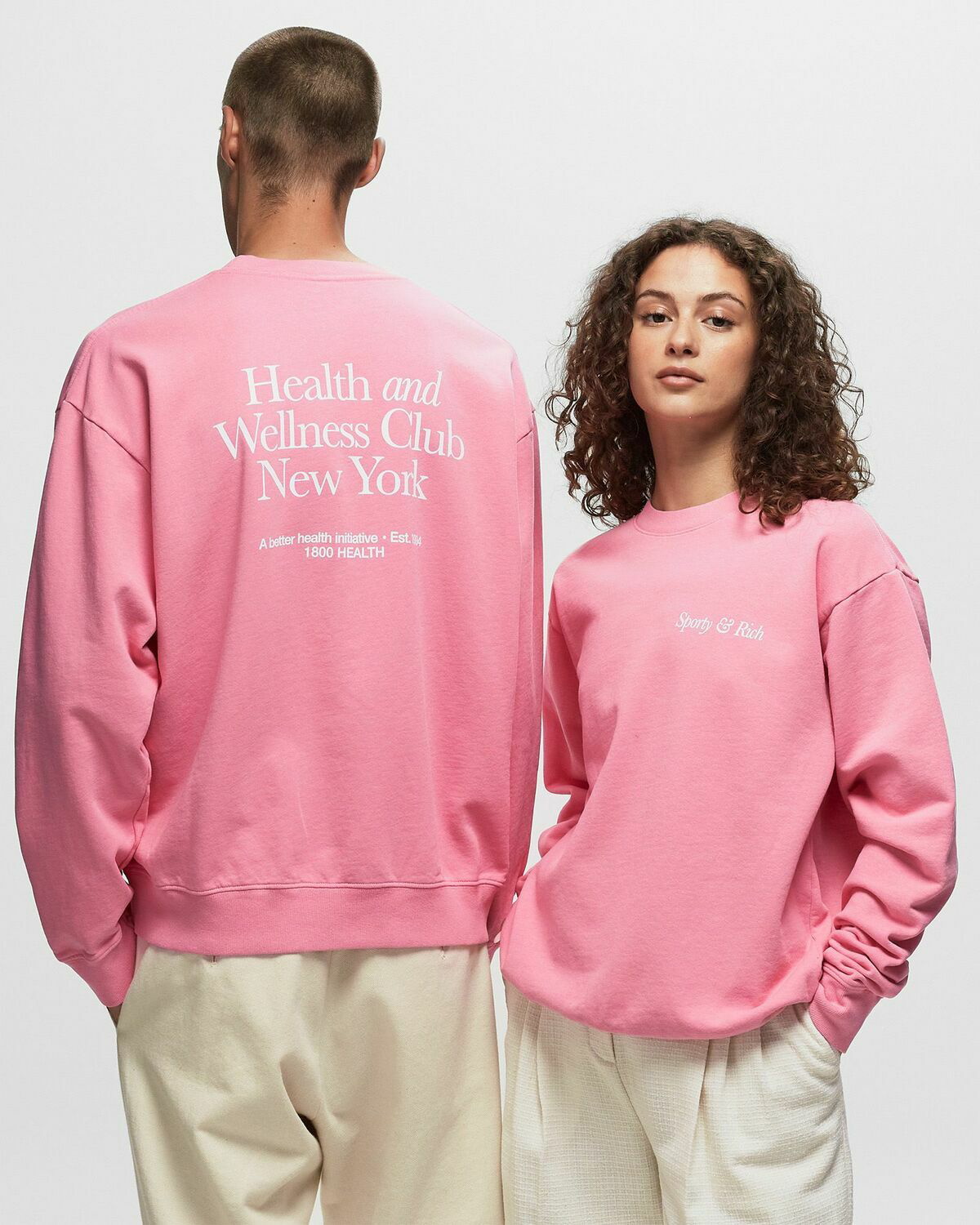 Sporty & Rich Hwcny Crewneck Pink Sweatshirts Sporty & Rich