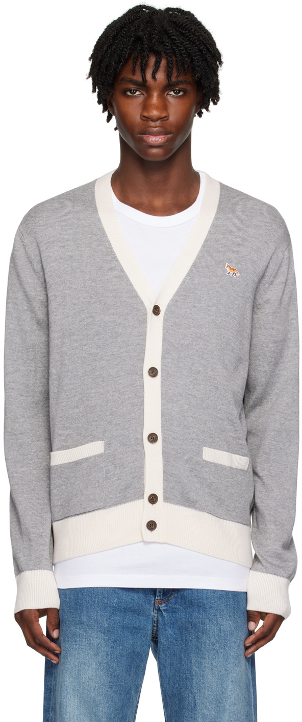 Maison Kitsuné Gray Baby Fox Patch Cardigan Maison Kitsune