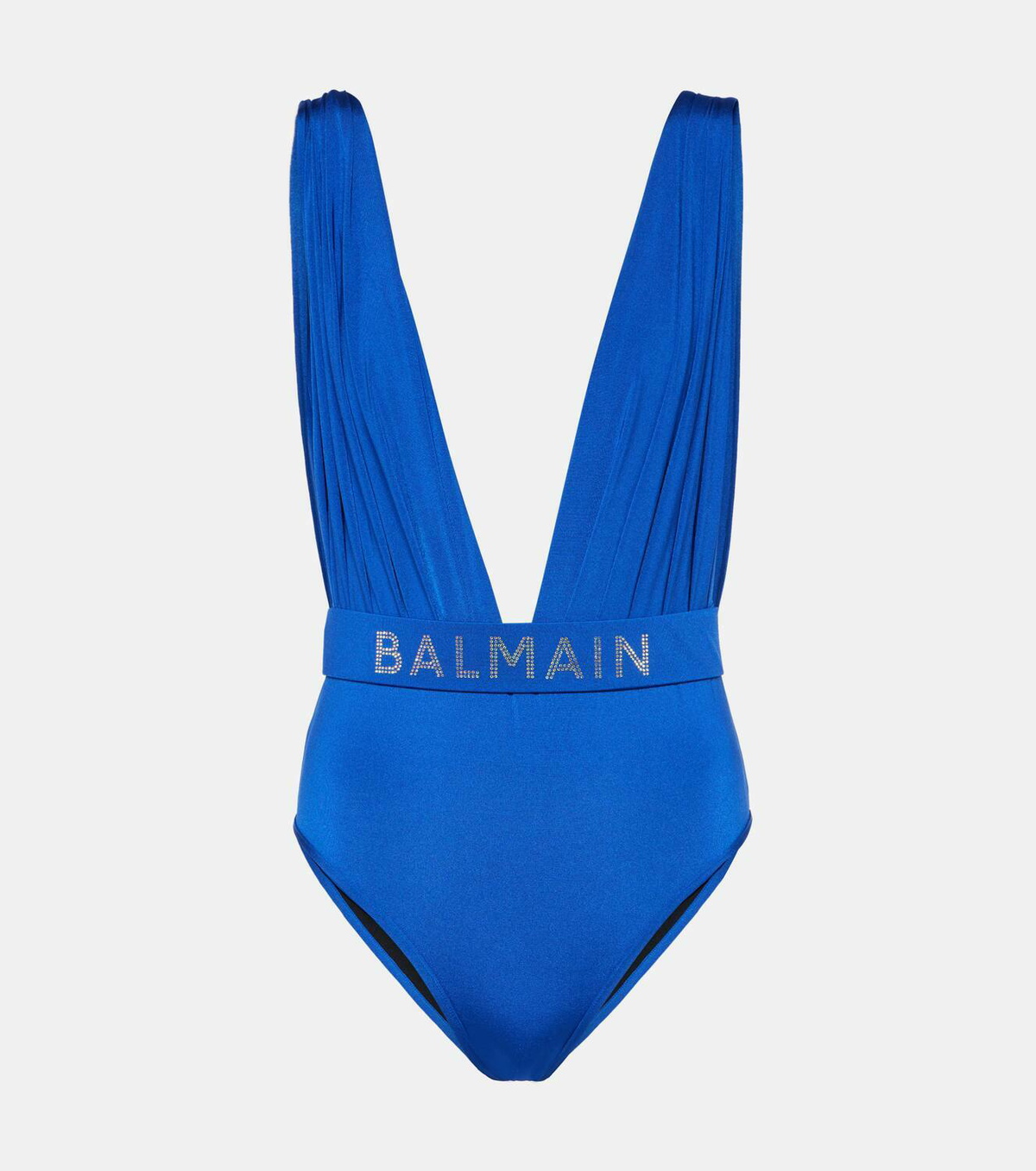 Balmain Crystal-embellished draped swimsuit Balmain