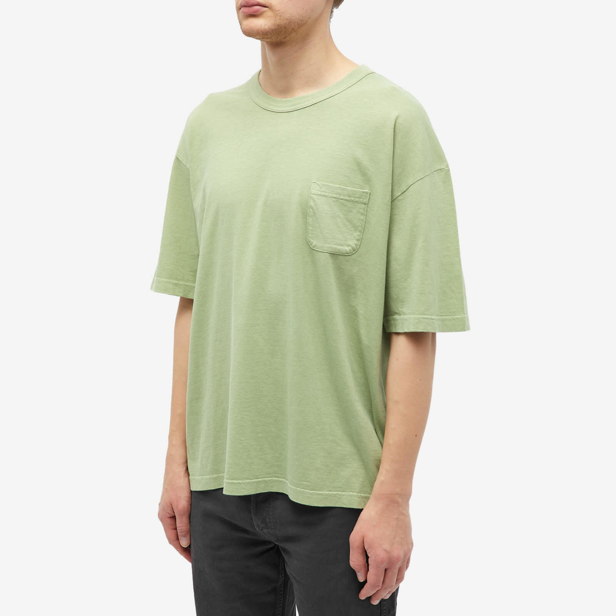 Visvim Men's Distressed Amplus T-Shirt in Light Green Visvim