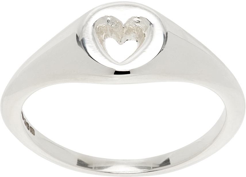Bleue Burnham Silver A Mini Good Heart Signet Ring Bleue Burnham