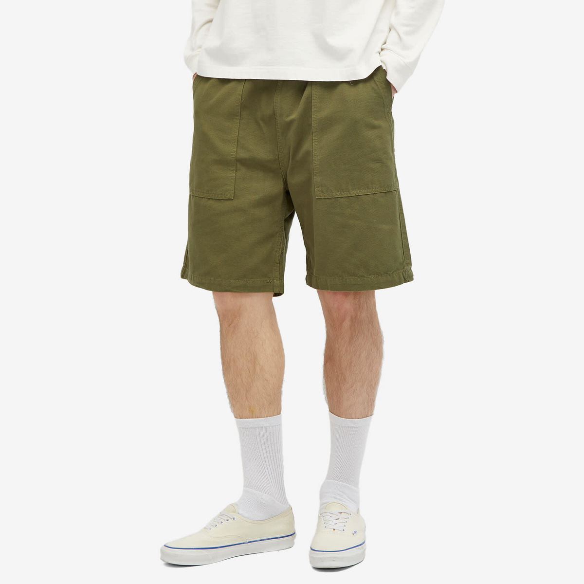 Service Works Men's Classic Canvas Chef Shorts in Olive Service Works