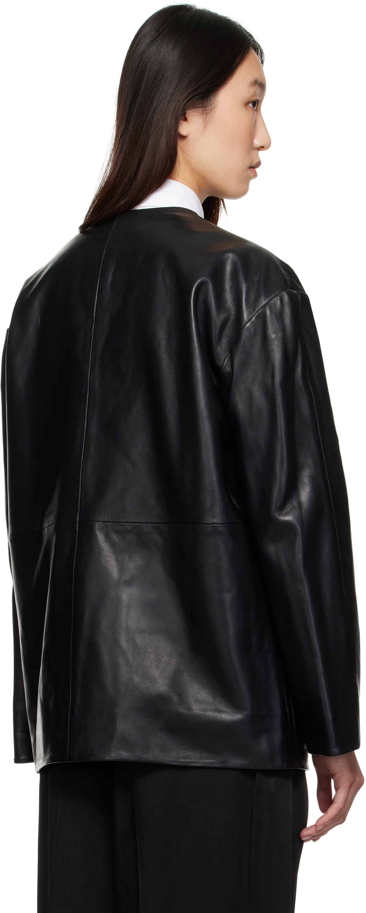 Róhe Black Mandarin Leather Jacket Róhe