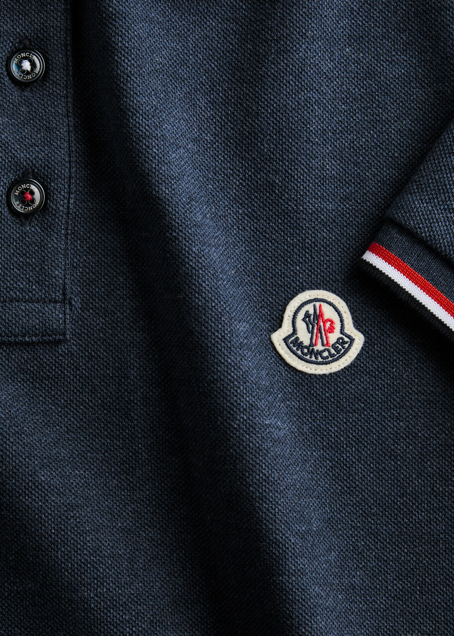 Moncler Logo-appliquéd Piqué Cotton Polo Shirt Blue Moncler