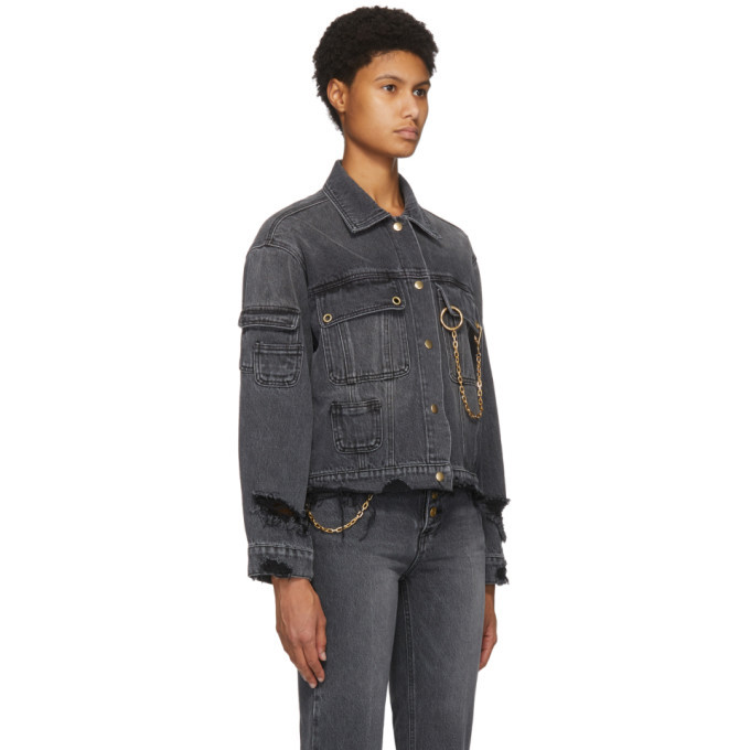 SJYP Black Denim Distressed Jacket SJYP