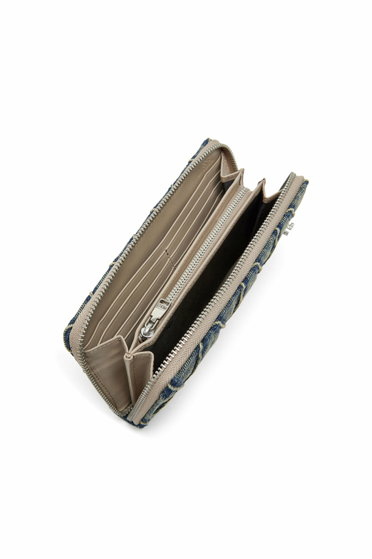 Diesel Zip wallet in Argyle quilted denim - Zip-Round Wallets Womens in ...