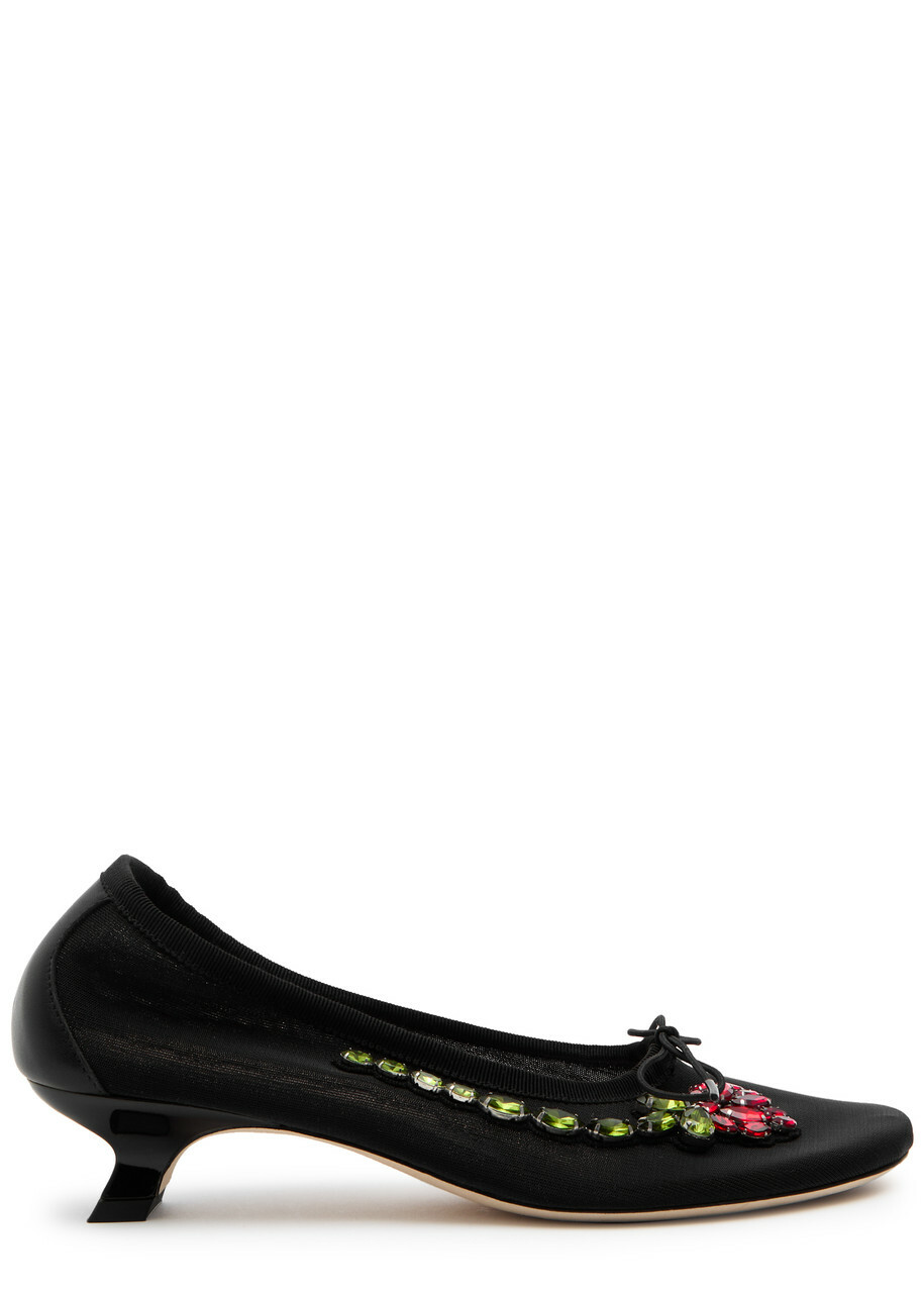 Simone Rocha 40 Crystal-embellished Mesh Pumps Black Simone Rocha