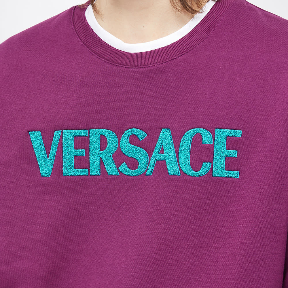 Versace Men's Logo Applique Crew Sweat in Plum Versace