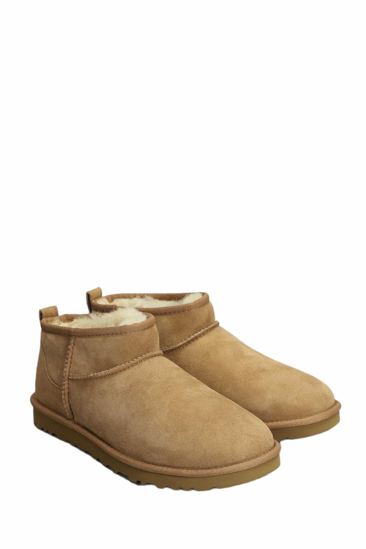 UGG Classic Ultra Mini Low Heels Ankle Boots In Leather Color Suede Ugg
