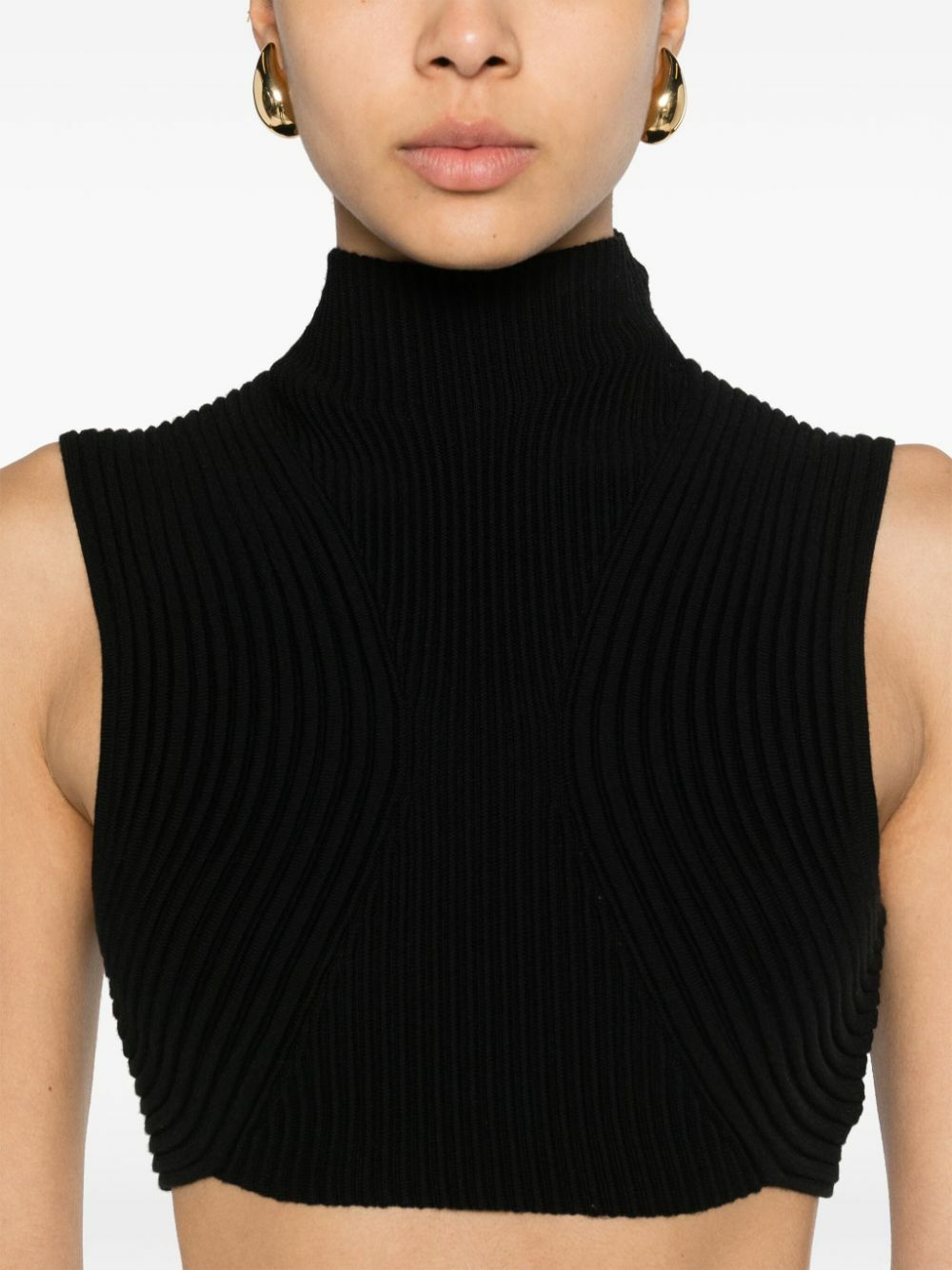 Chloé Black Ribbed-Knit Wool Top Chloe