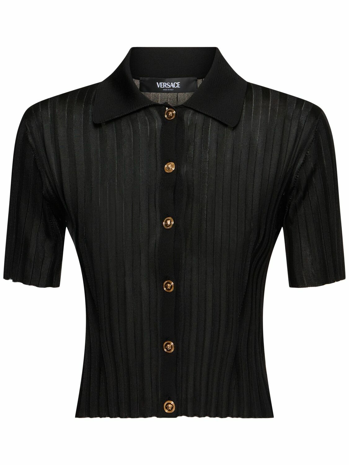 VERSACE Ribbed Viscose Knit Top Versace