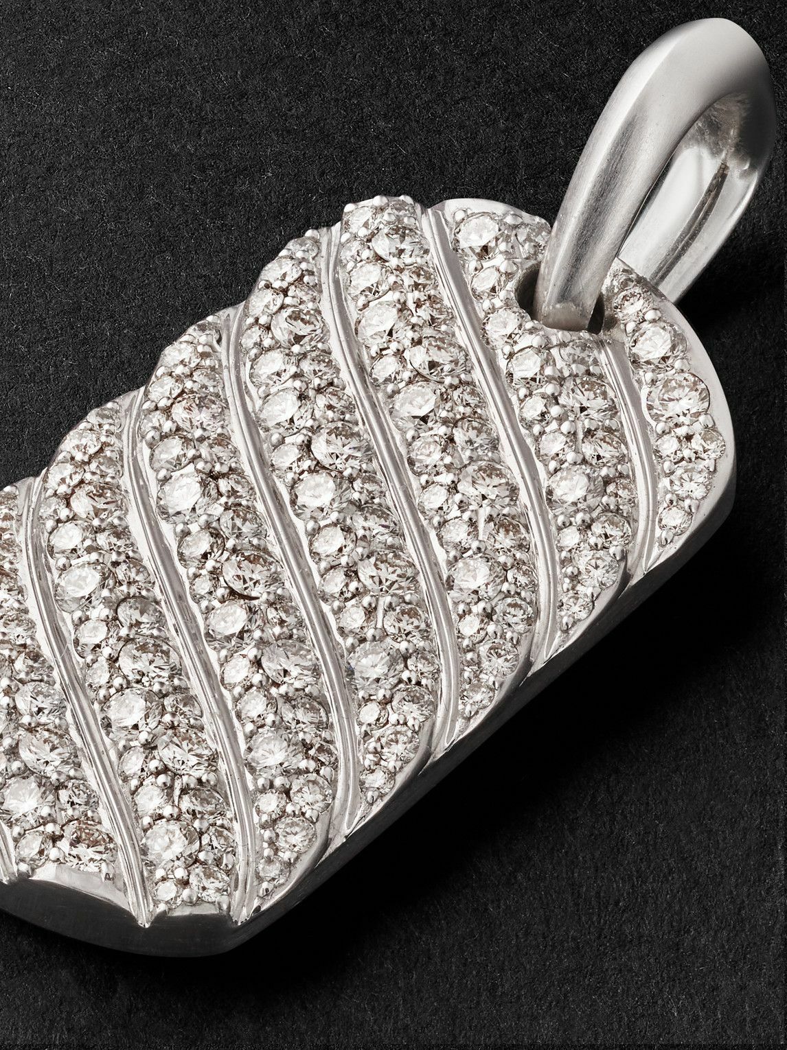 David Yurman - Chevron 18-Karat White Gold Diamond Pendant David Yurman