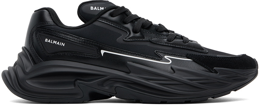 Balmain Black Run-Row Leather Sneakers Balmain