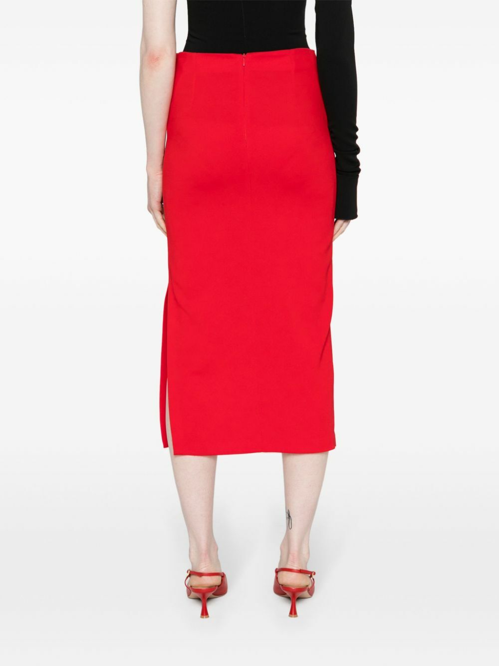 ANDREĀDAMO Red Cady Midi Skirt ANDREADAMO