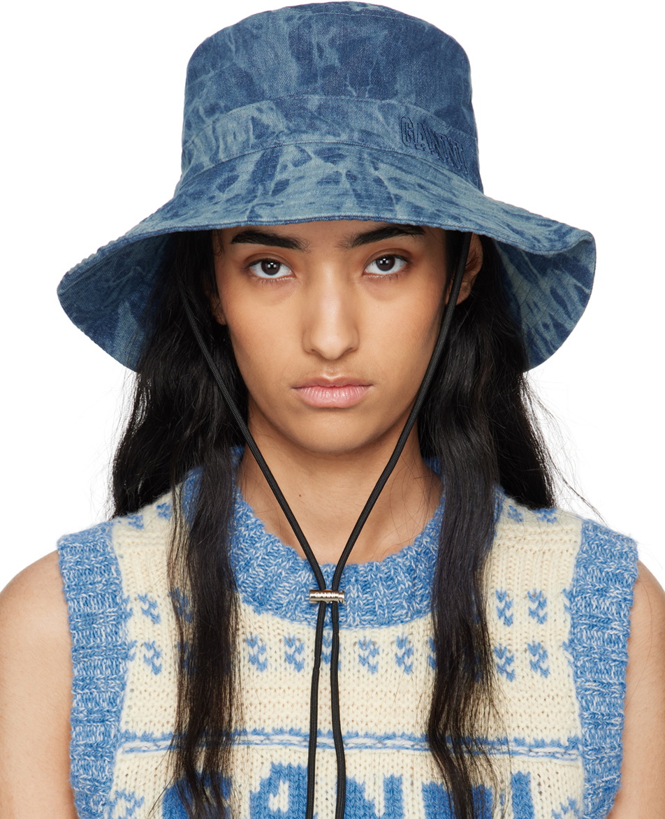 GANNI Blue Denim Bucket Hat GANNI